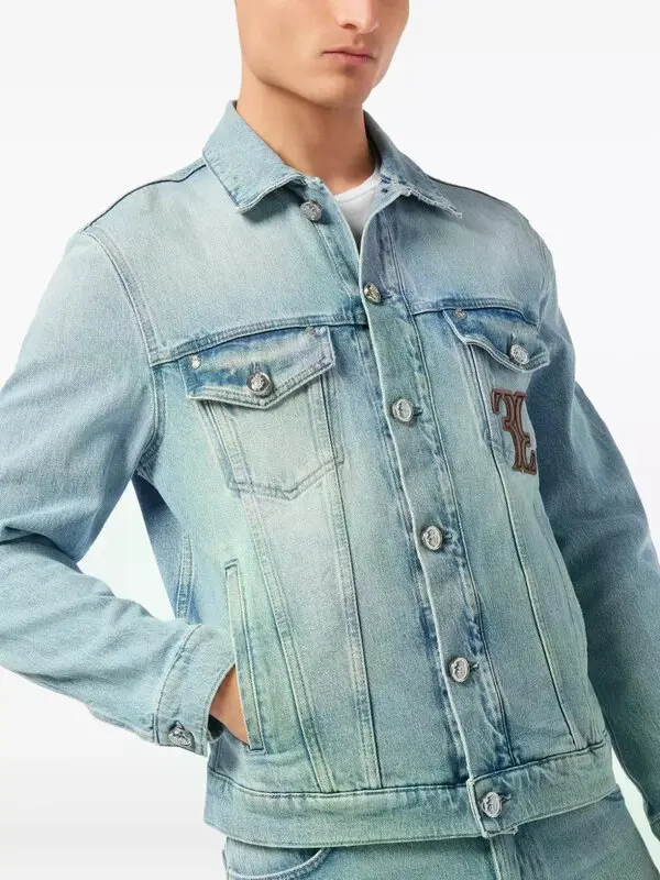 BILLIONAIRE Logo Appliqué Denim Jacket