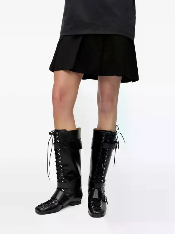 GANNI Lace-up Boots - Black