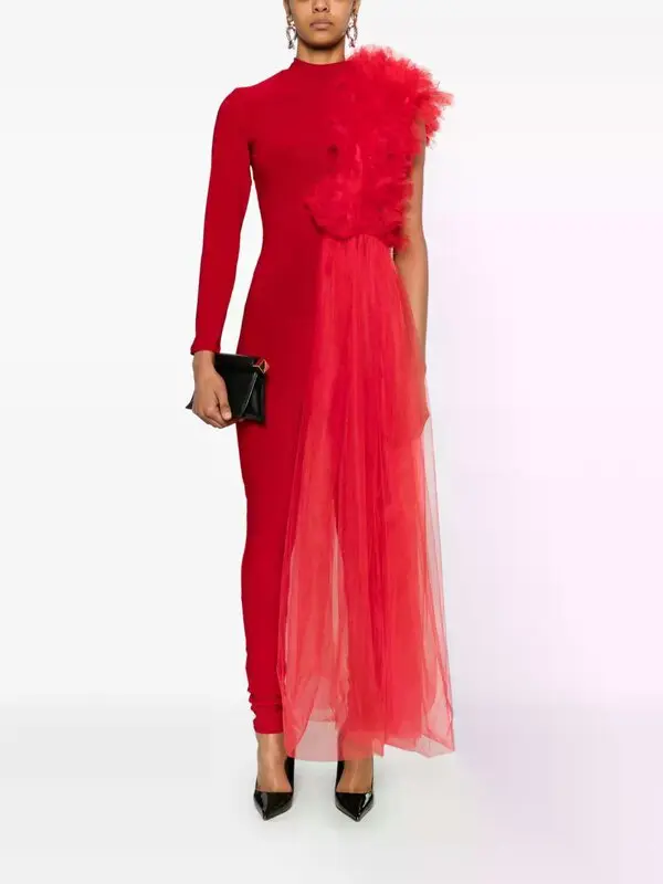Alchemy Fashions X Lia Aram Tulle-appliqué Jumpsuit - Red