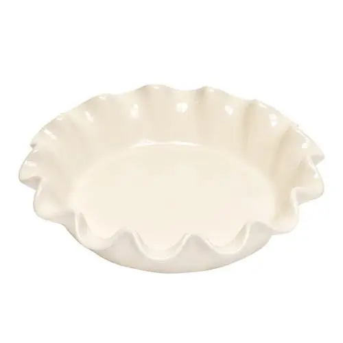 EMILE HENRY Hr Ceramic 10-inch Ruffled Pie Dish - Clay