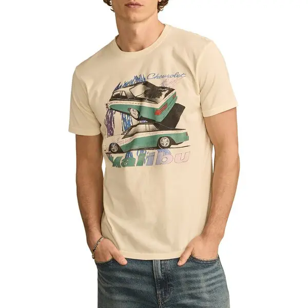 Lucky Brand Chevrolet Malibu Graphic T-shirt - Light Gray