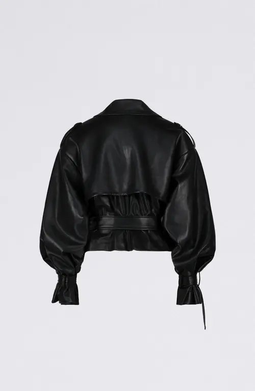 SAEMDI Cropped Pu Trench Jacket