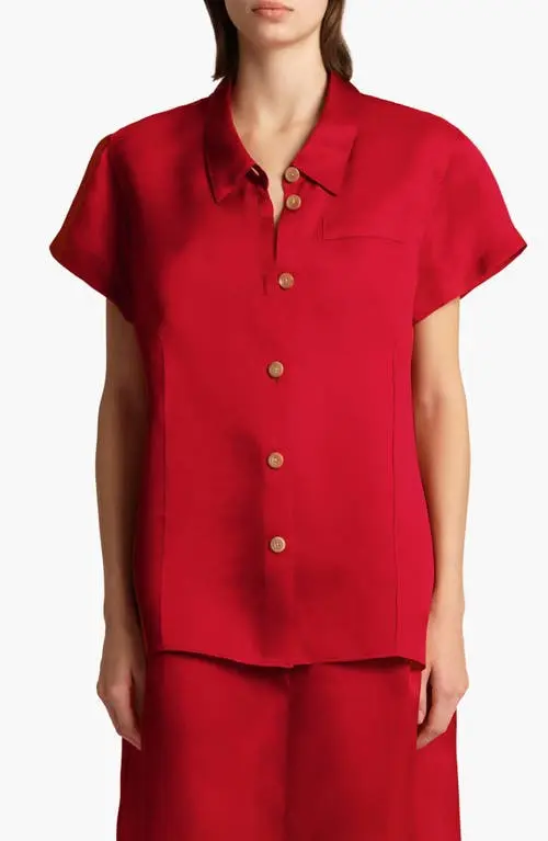 Khaite Keefe Silk Organza Button-up Shirt - Raspberry