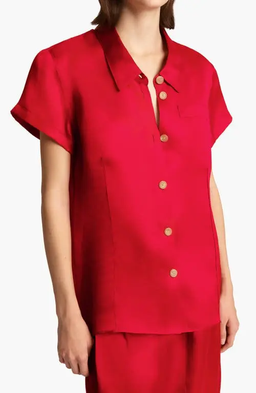 Khaite Keefe Silk Organza Button-up Shirt - Raspberry