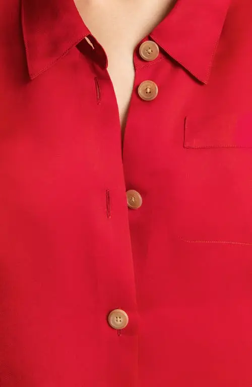 Khaite Keefe Silk Organza Button-up Shirt - Raspberry
