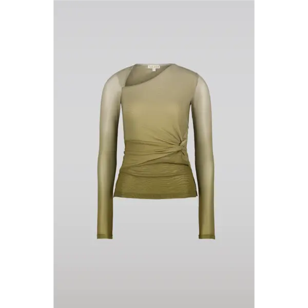SAEMDI Gradient Mesh Top - Olive Green Gradient