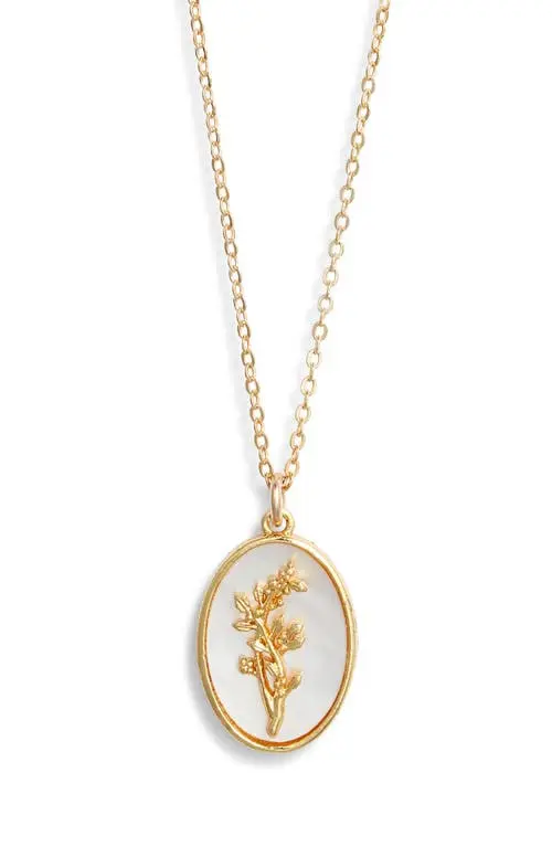SET & STONES Katrina Birth Flower Pendant Necklace - Gold / December - Holly Berry