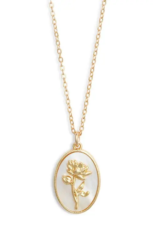 SET & STONES Katrina Birth Flower Pendant Necklace - Gold / July - Waterlily