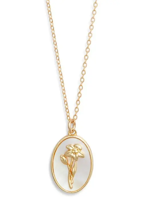 SET & STONES Katrina Birth Flower Pendant Necklace - Gold / March - Daffodil