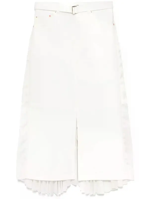 Sacai Pleated-back Midi Skirt - White
