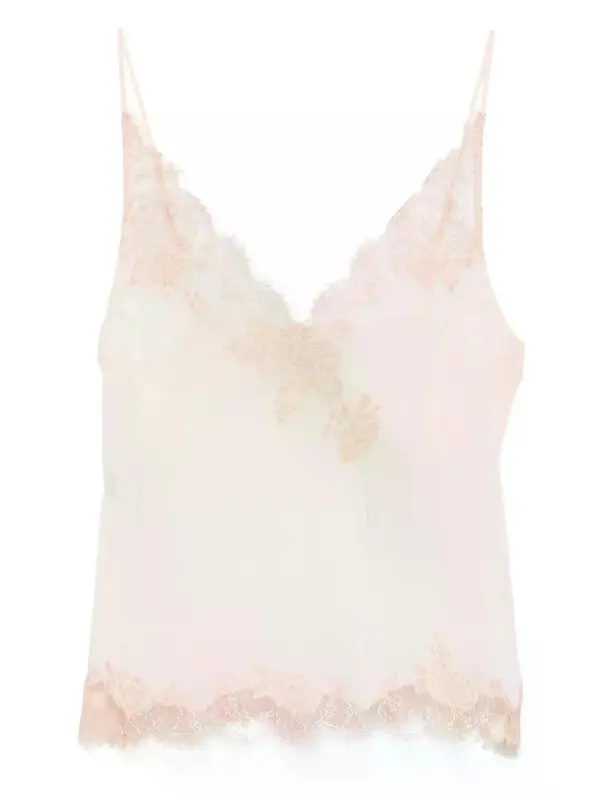 Carine Gilson Caudry-lace Silk Camisole - Pink
