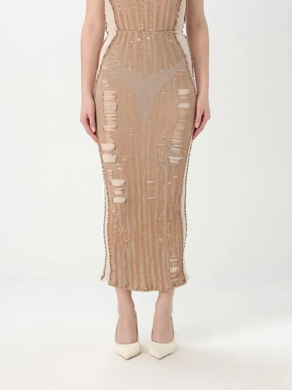 DIESEL® Distressed Knit Midi Skirt - Pink