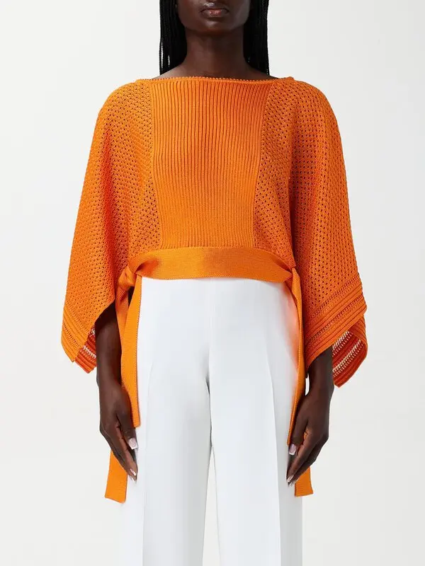 Alberta Ferretti Knit Top With Belt Detail - Orange
