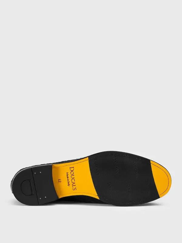 DOUCAL'S Woven Leather Loafers - Black