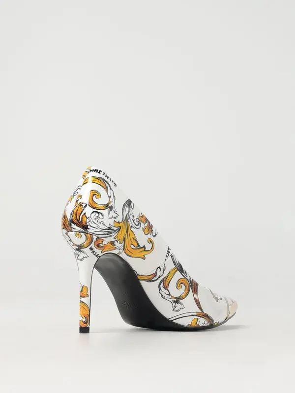 Versace Printed Pumps With Metal Toe Cap - White