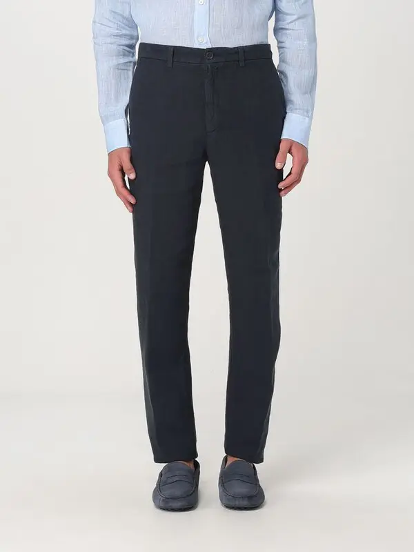 120% Lino Tailored Linen Trousers - Blue