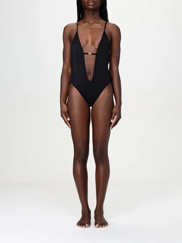 DIESEL® One Piece Swimsuit With Plunge Neckline - Black