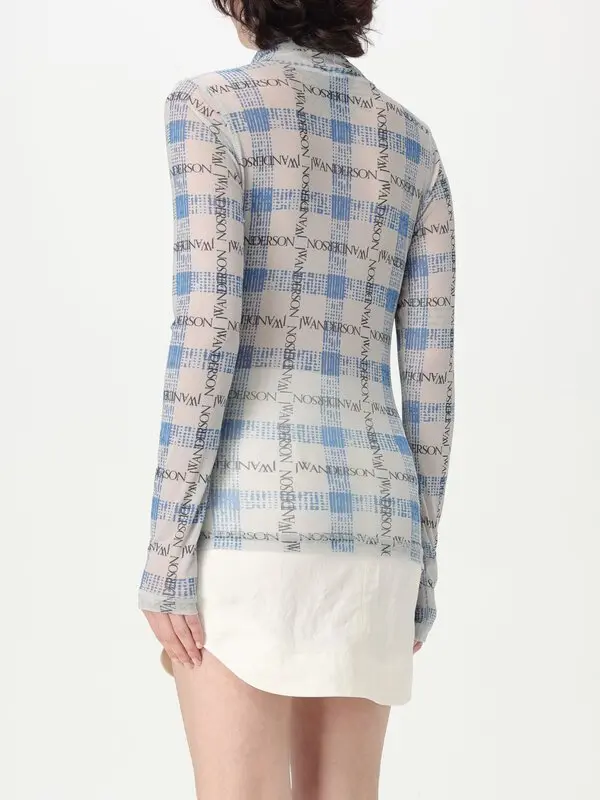 JW Anderson Long Sleeve Turtleneck Top With Plaid Logo Print