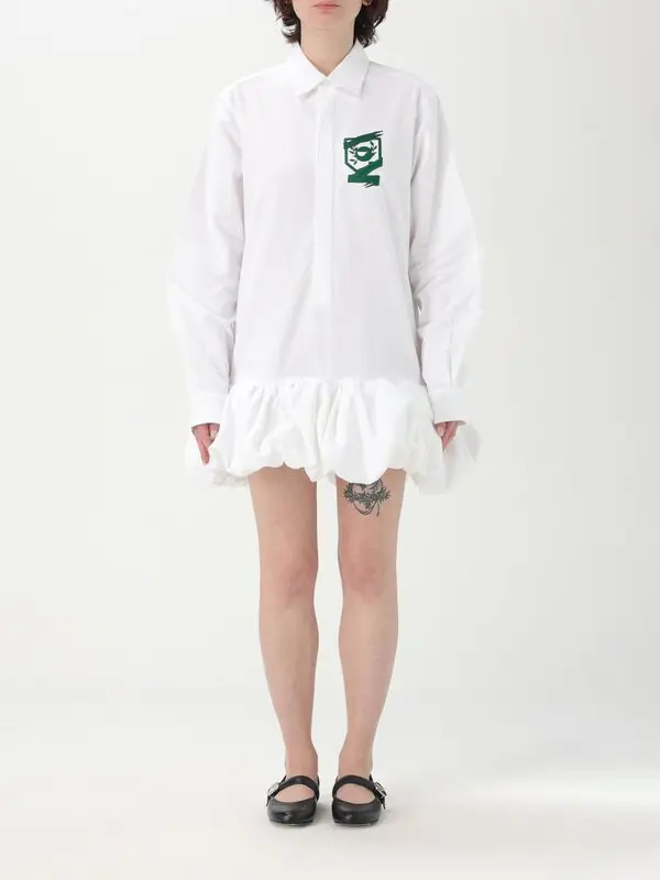 Coperni Shirt Dress With Gathered Hem - White