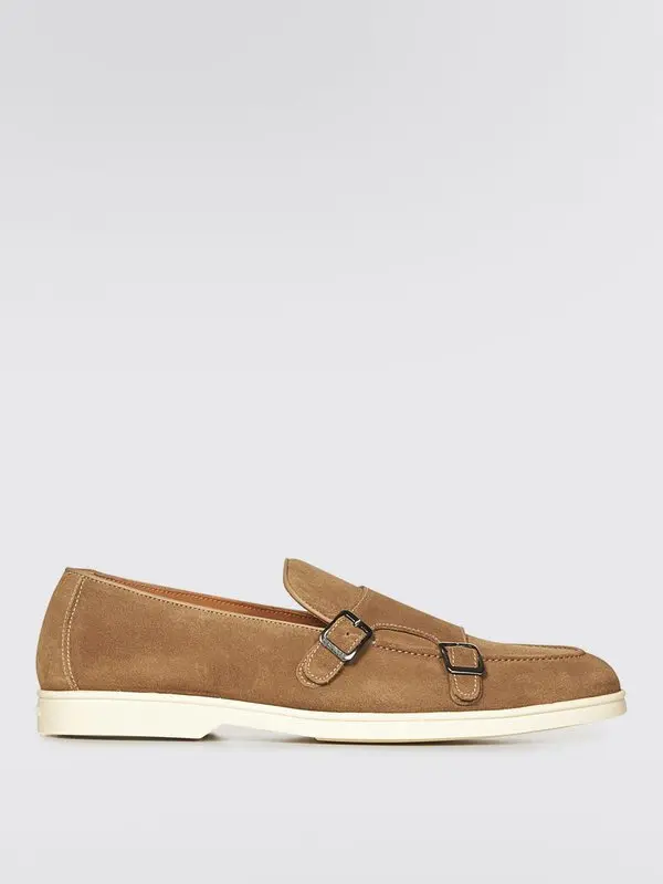 DOUCAL'S Suede Monk Strap Loafers - Mud