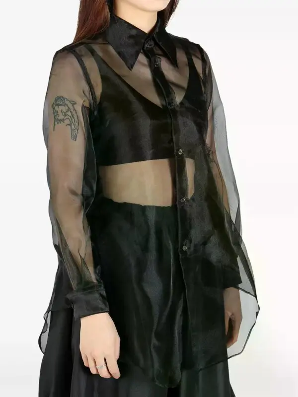 Comme Des Garçons Semi-sheer Shirt - Black