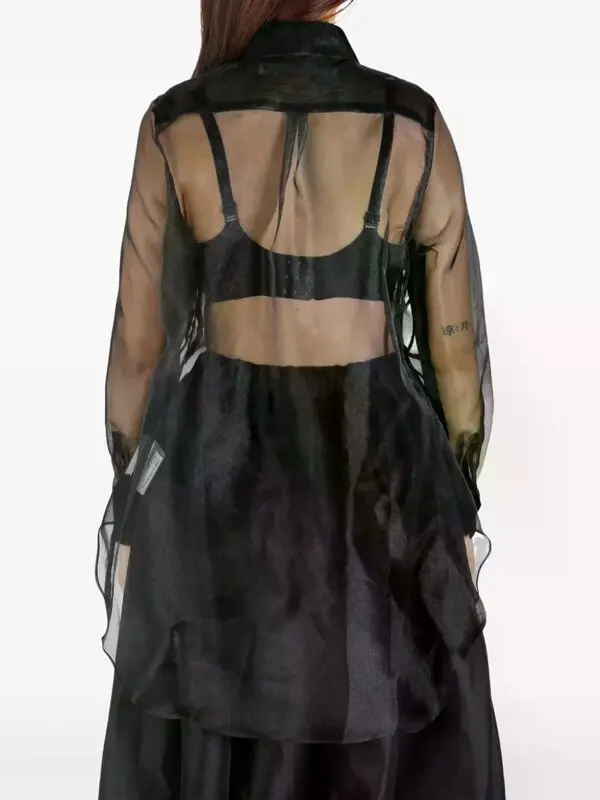 Comme Des Garçons Semi-sheer Shirt - Black