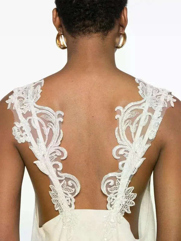 Maurizio Mykonos Lace-Detailed Midi Dress In Neutrals - 64% Off