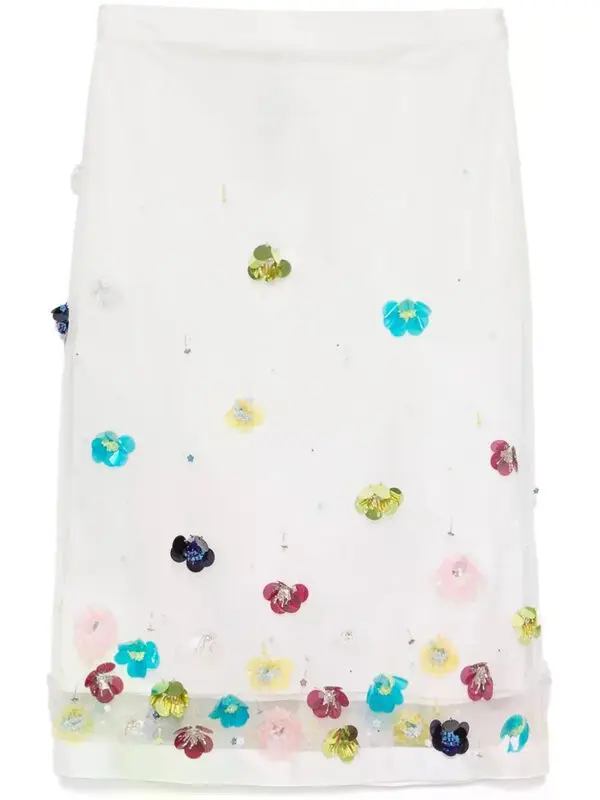 Viktor & Rolf Sequin-embellished Midi Skirt - White