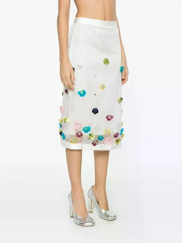 Viktor & Rolf Sequin-embellished Midi Skirt - White