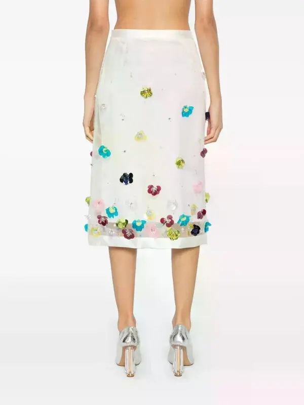 Viktor & Rolf Sequin-embellished Midi Skirt - White
