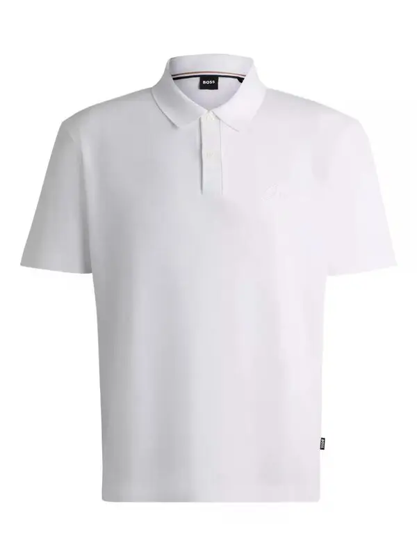 BOSS Logo-print Mercerized Polo Shirt - White