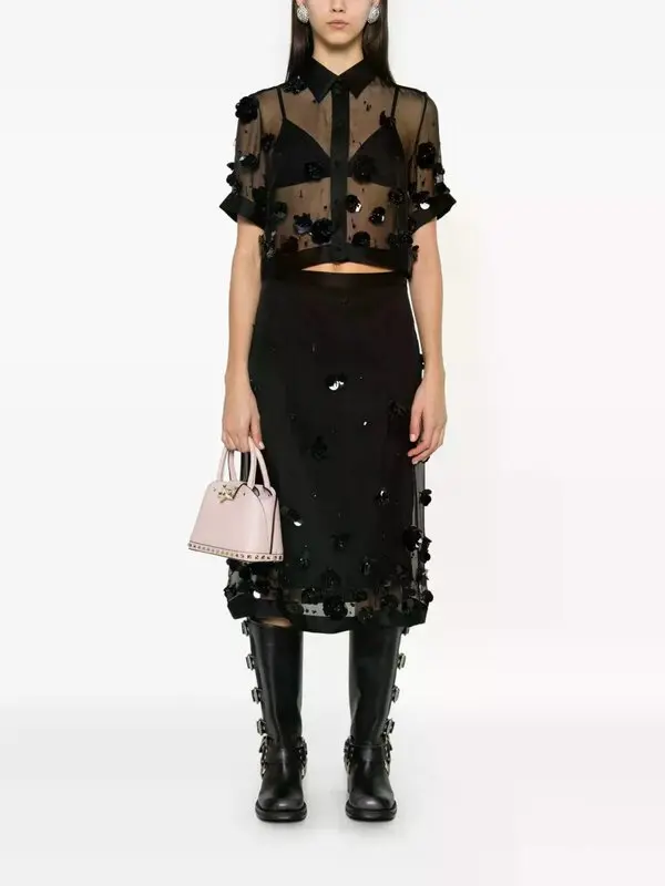 Viktor & Rolf Bead-embellished Midi Skirt - Black