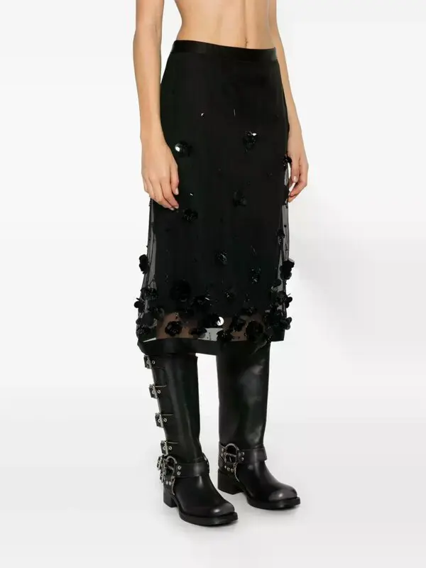 Viktor & Rolf Bead-embellished Midi Skirt - Black