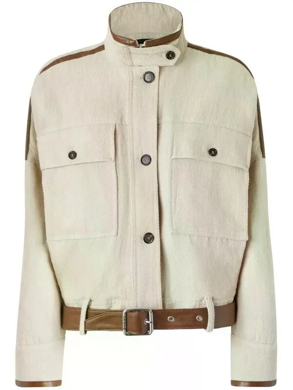 Pinko Belted Cropped Jacket - Neutrals