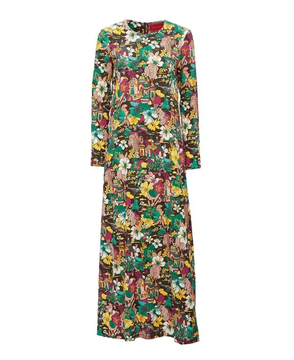 La DoubleJ Long Sleeve Swing Printed Dress - Temples Multicolor