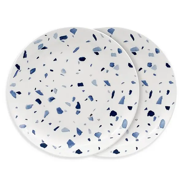 Twig New York Terrazzo Azzurro Bread/canape Plates, Set Of 2 - Blue