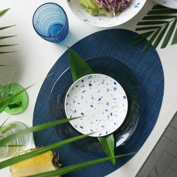 Twig New York Terrazzo Azzurro Bread/canape Plates, Set Of 2 - Blue