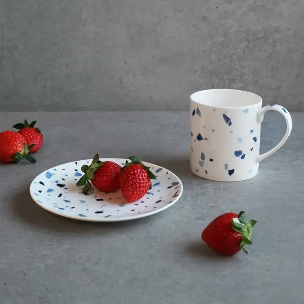 Twig New York Terrazzo Azzurro Mugs, Set Of 2 - Blue