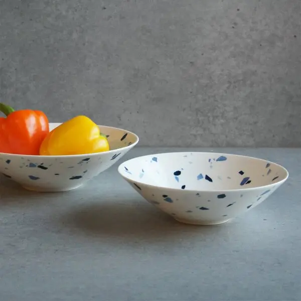 Twig New York Terrazzo Azzurro Soup/pasta Bowls, Set Of 2 - Blue
