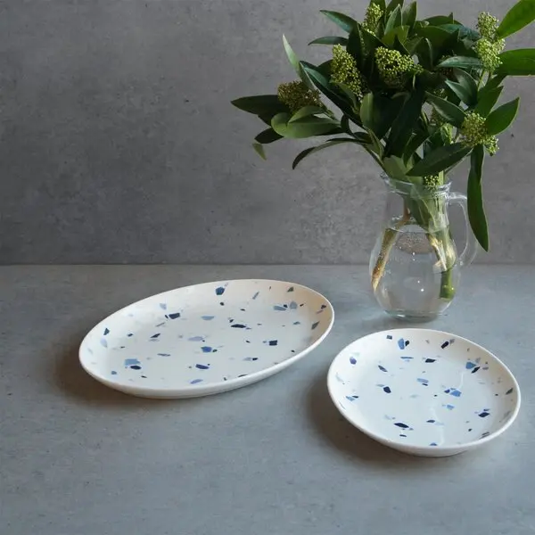 Twig New York Terrazzo Azzurro 11 Oval Platter - Blue