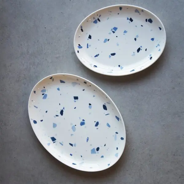 Twig New York Terrazzo Azzurro 11 Oval Platter - Blue