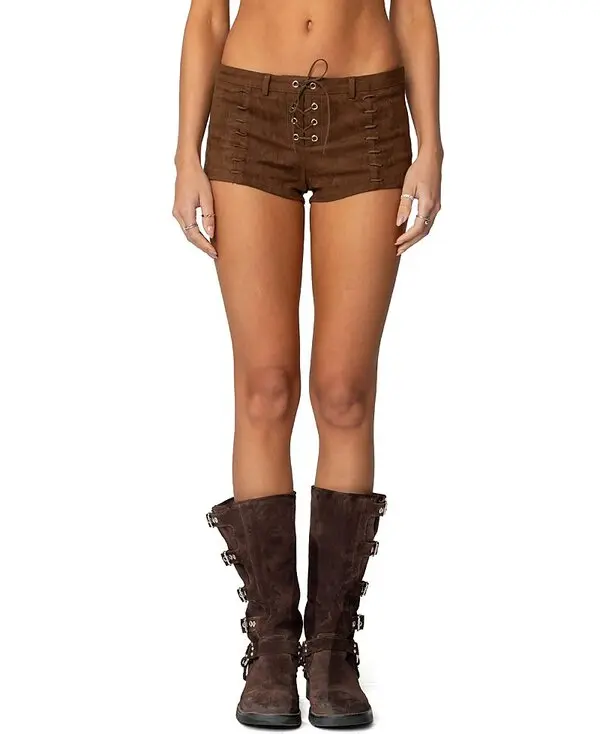 EDIKTED Sloane Micro Shorts - Brown