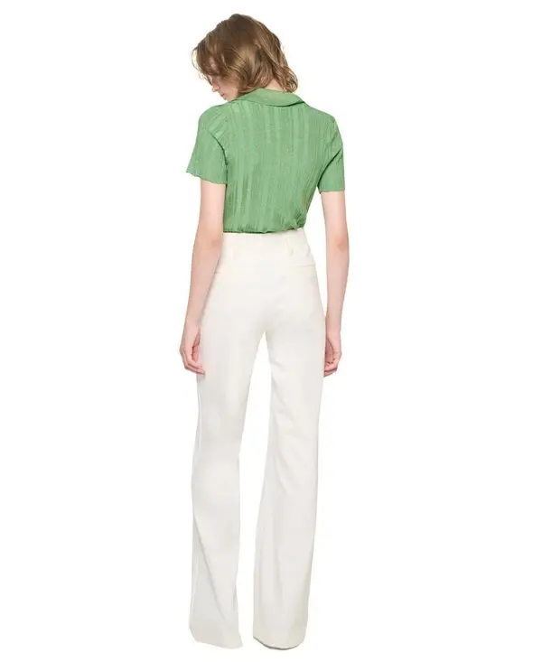 AS By DF Tilda Ribbed Lurex Polo Top