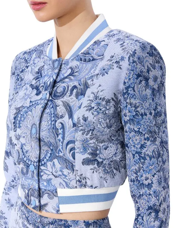 Alice + Olivia Barton Cropped Varsity Jacket