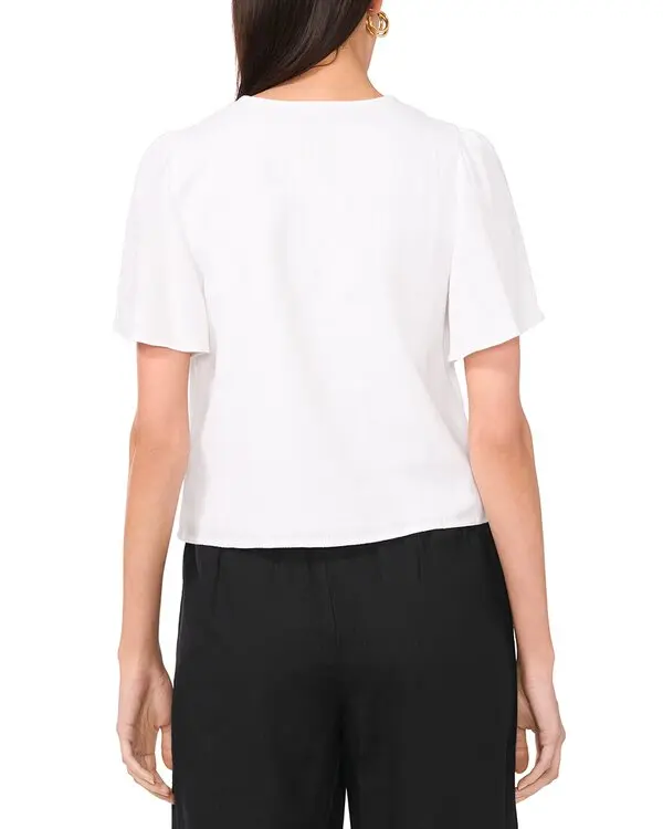 1.State Short Sleeve Tie Front Top - Ultra White