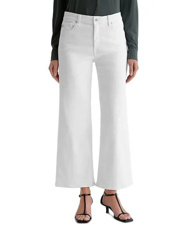 Ag Saige Mid Rise Wide Leg Cropped Jeans - Gallery White