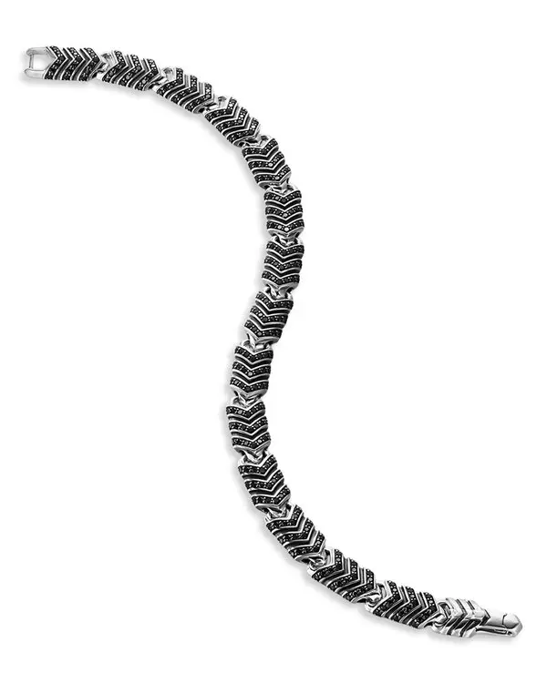 David Yurman Chevron Link Bracelet With Black Diamonds - Black/silver