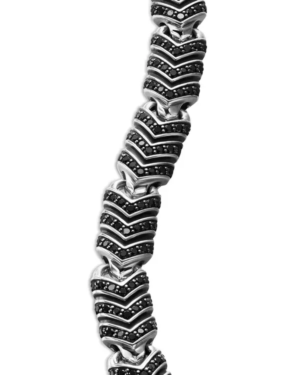 David Yurman Chevron Link Bracelet With Black Diamonds - Black/silver