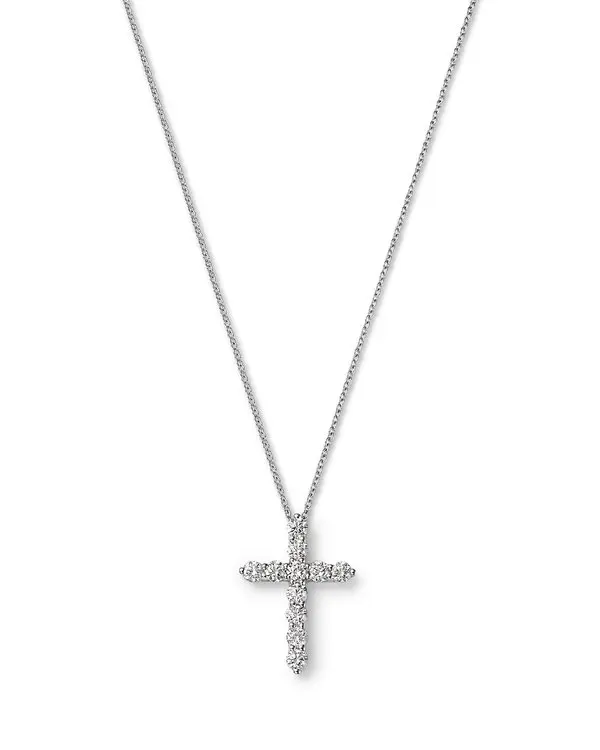 Bloomingdale'S 14k Gold Diamond Cross Pendant Necklace - White