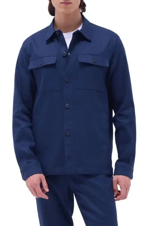 Bugatchi Linen & Cotton Stretch Shirt Jacket - Navy